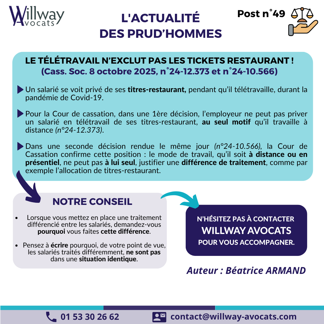Le télétravail n'exclut pas les tickets restaurant